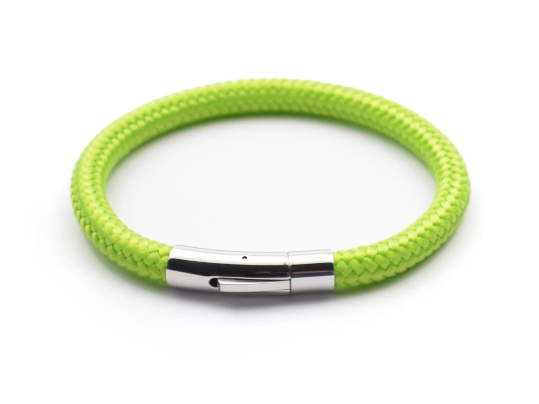 Neon Green Rope Bracelet, Stainless Steel Clasp, Nautical Jewelry - Etsy