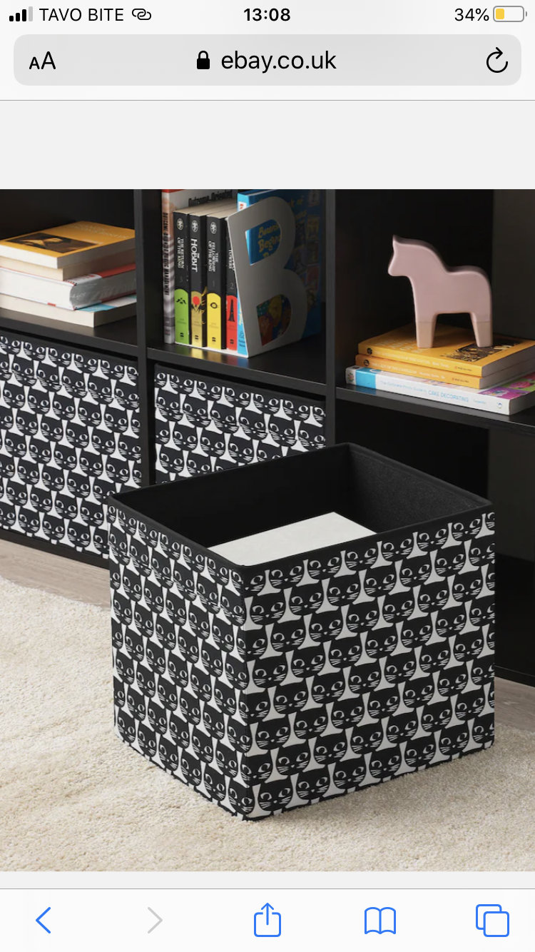 Ikea Kallax Box Drona With Black White Cat Print Fabric, New Storage ...