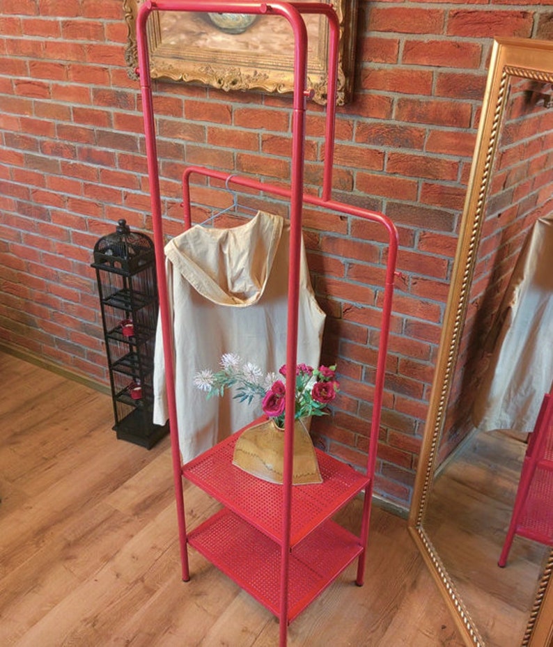 Rare IKEA NIKKEBY Red Metal Cothes Rack and Shelf Stand Discontinued Ikea Furniture - Etsy