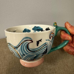 Large Wavy Mug Storm in a Teacup Blue Mini Boat Coffee Cup Beautiful ...