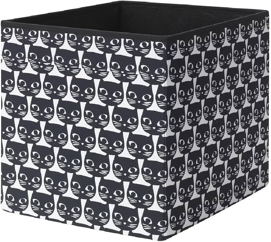Ikea Kallax Box Drona With Black White Cat Print Fabric, New Storage ...