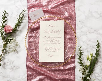 Dusky Pink Hessian Burlap Table Runner With Shades of Pink Tassel Trim ...