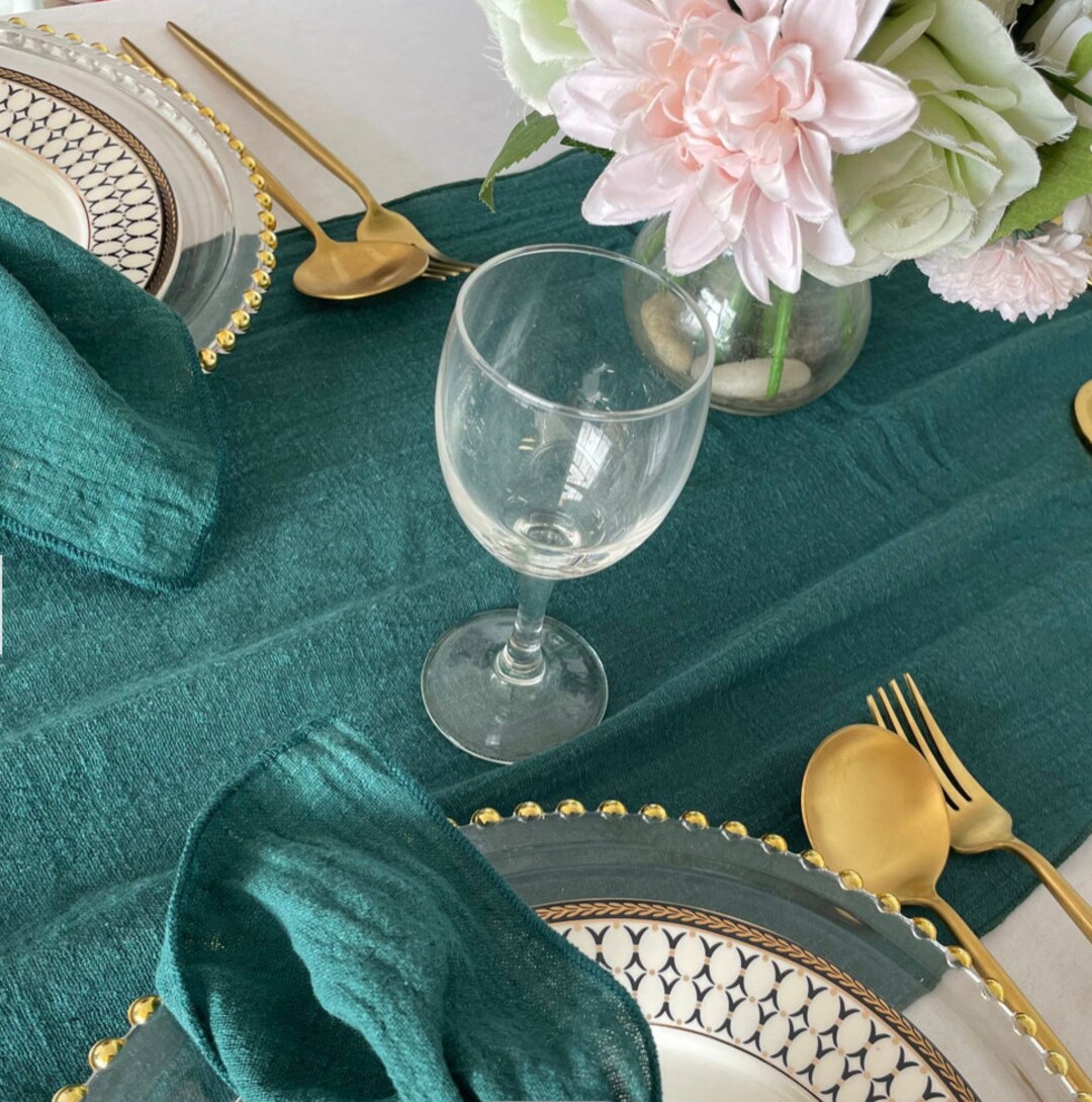 Green Emerald Table Runner Linen - Etsy