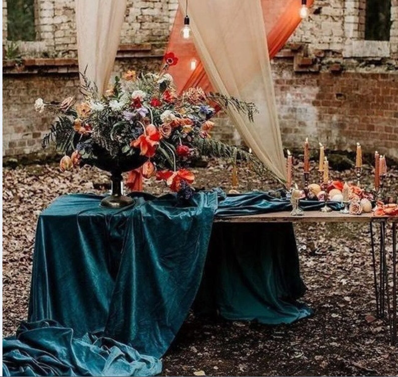 Teal Velvet Table Runner - Etsy