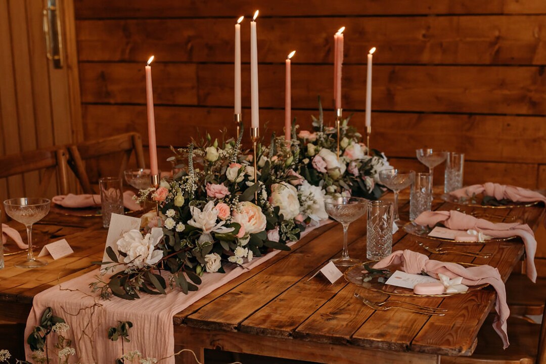 Blush Pink Table Runner - Linen Look - Etsy