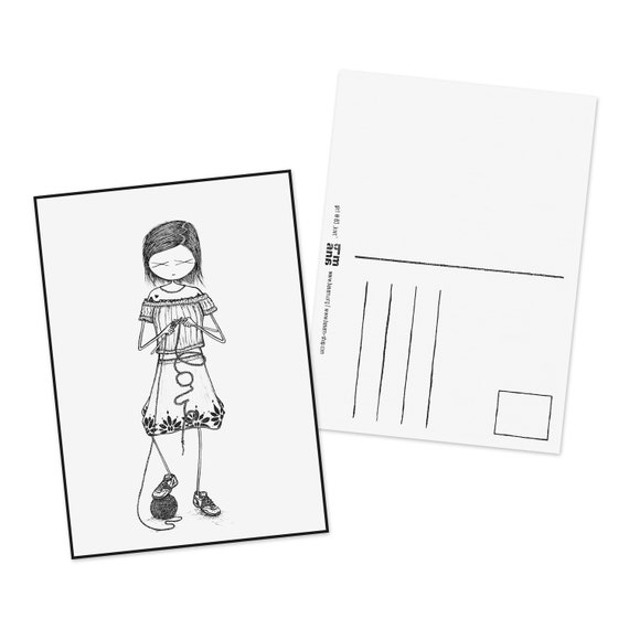 Postcard Girl knit Thank You Card Greeting Card - Etsy