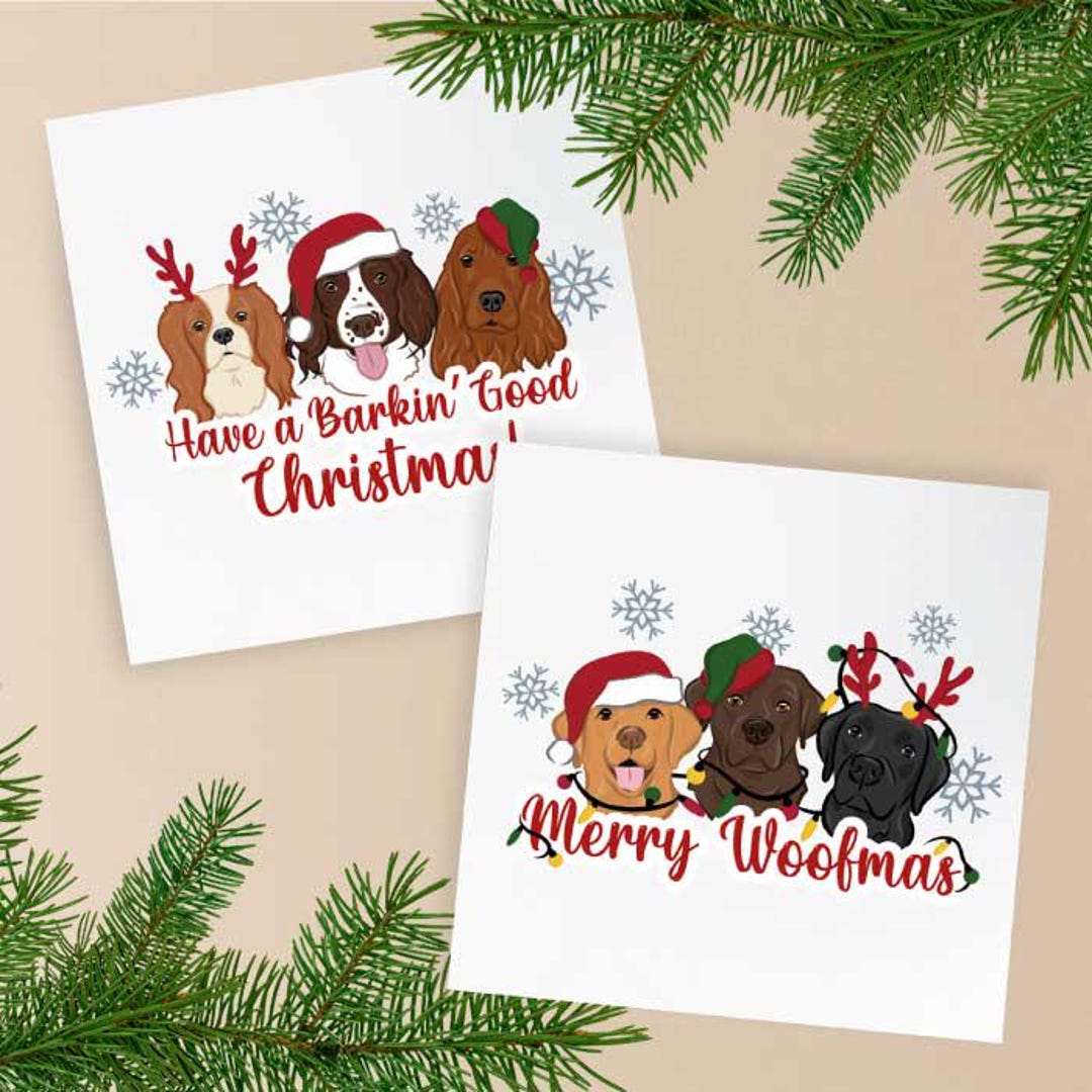 Dog Christmas Card Pack Merry Woofmas & Have a Barkin Good Christmas - Etsy