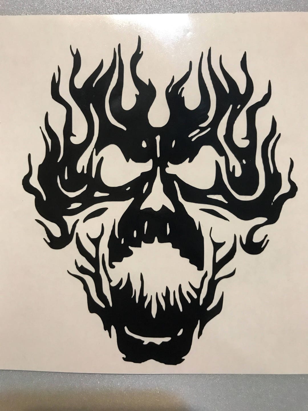 Flaming Skull Decal - Etsy