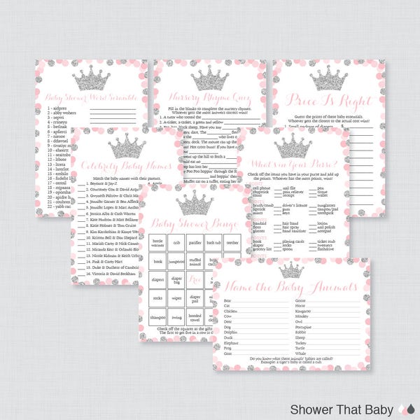 Princess Baby Shower Games Package - Etsy
