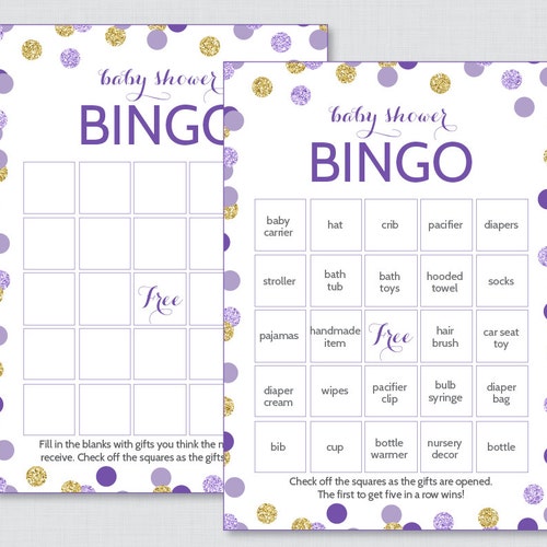 Butterfly Baby Shower Bingo Cards Printable Purple White Baby - Etsy