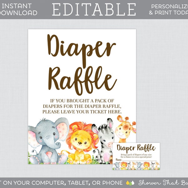 Safari Diaper Raffle - Etsy