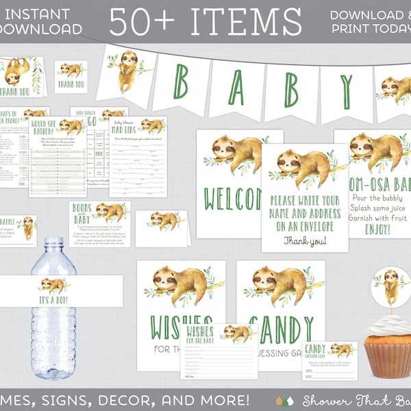 Sloth Baby Shower - Etsy