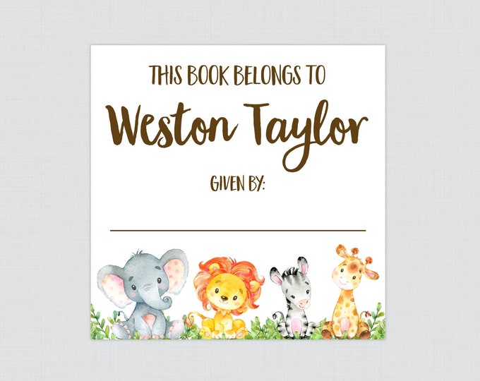 Safari Name Tag Stickers Printed Safari Baby Shower Name Tag Labels ...