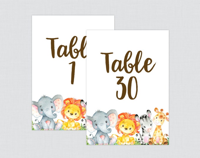 Table Number Cards Jungle Safari Animals Printable Table Numbers 1-20 ...