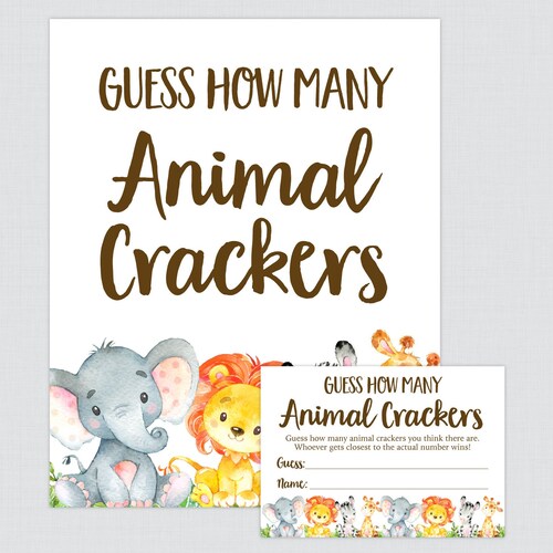 Safari Guess How Many Animals Baby Shower Game Animals in - Etsy