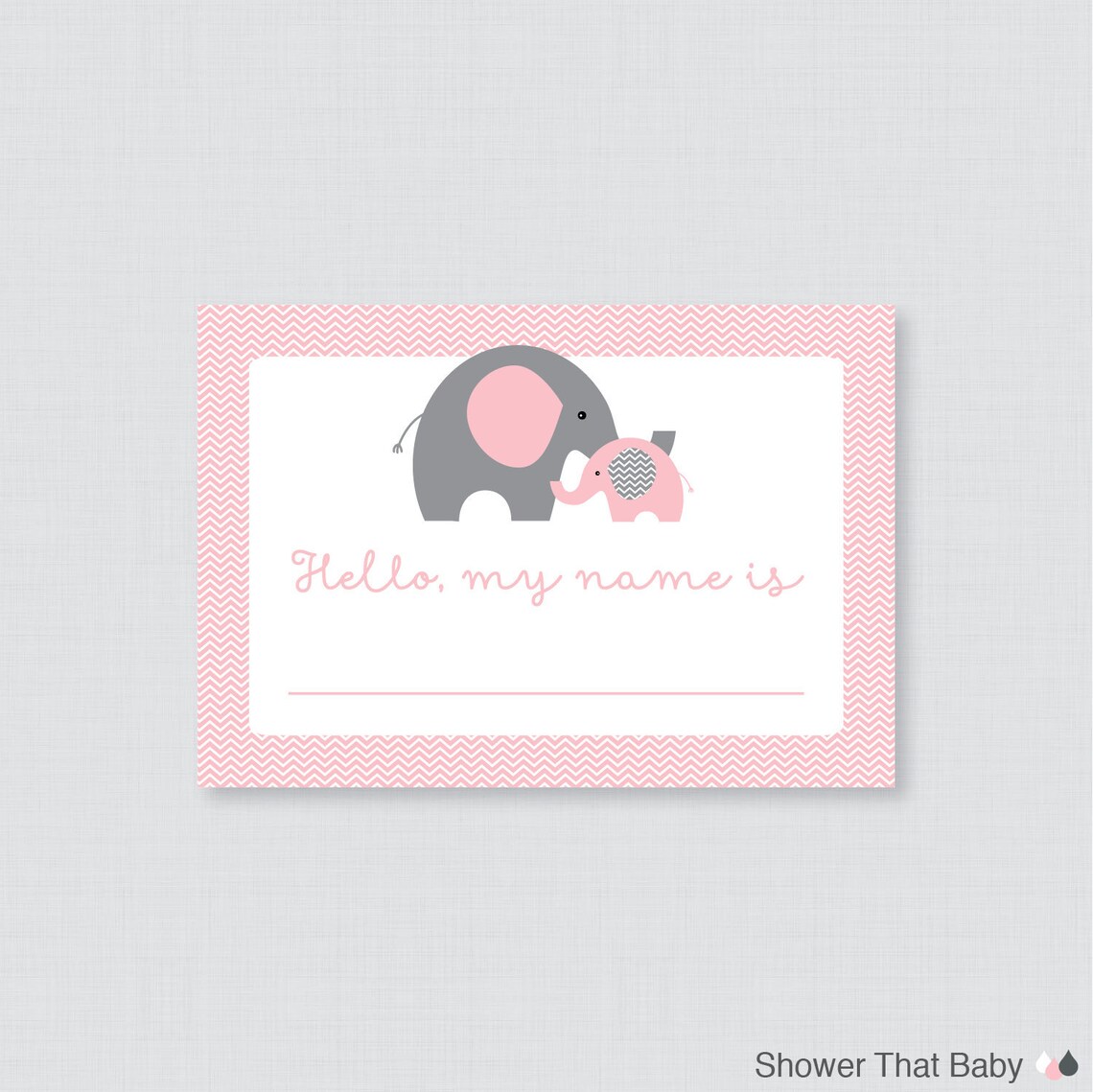 Printable Elephant Name Tag Stickers Pink Elephant Themed | Etsy
