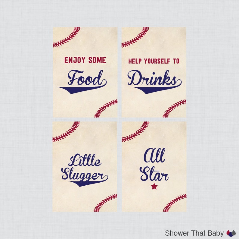 Printable Baseball Baby Shower Table Signs EIGHT Signs | Etsy Canada