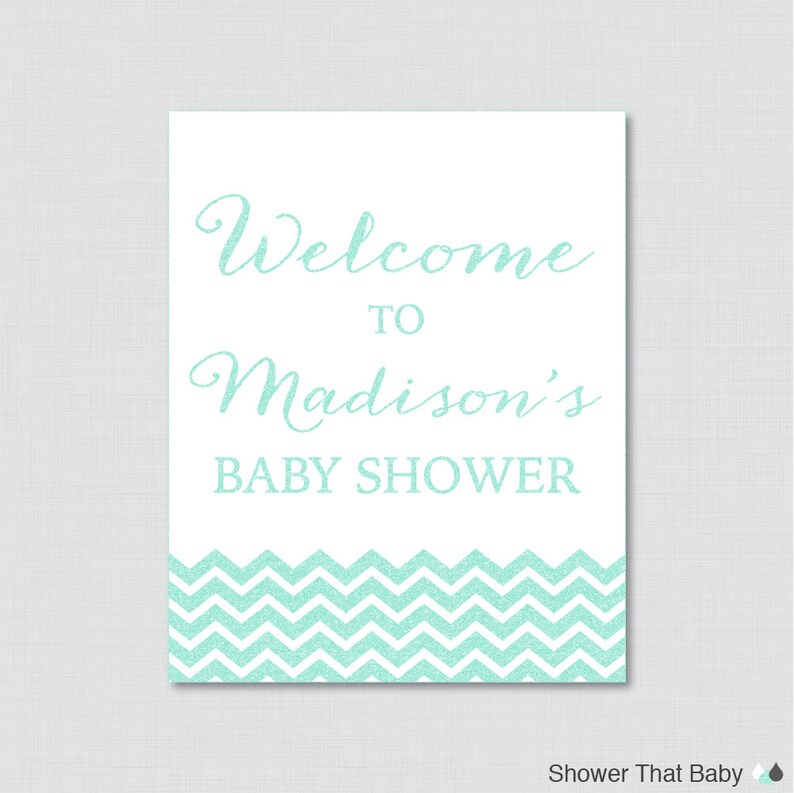 Aqua Baby Shower Welcome Sign Printable Personalized Shower | Etsy