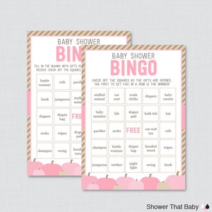Pink Pumpkin Baby Shower Bingo Cards Printable Blank Bingo - Etsy