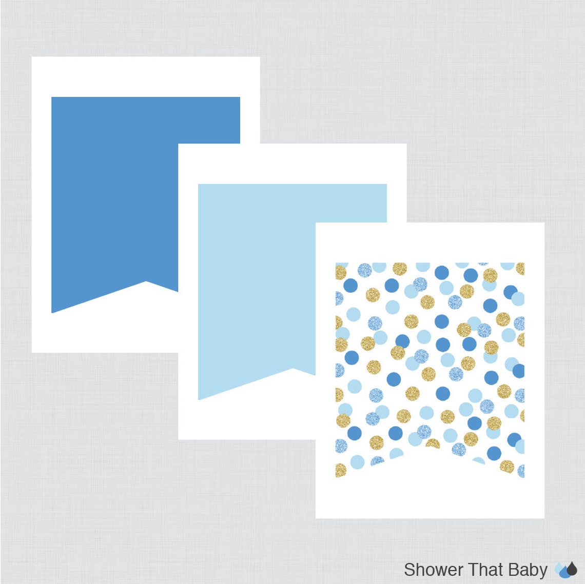 Printable Blue and Gold Baby Shower Banner Gold Glitter Dot - Etsy
