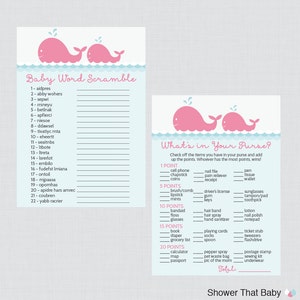 Whale Baby Shower Games Package - Seven Printable Games: Bingo, Price ...