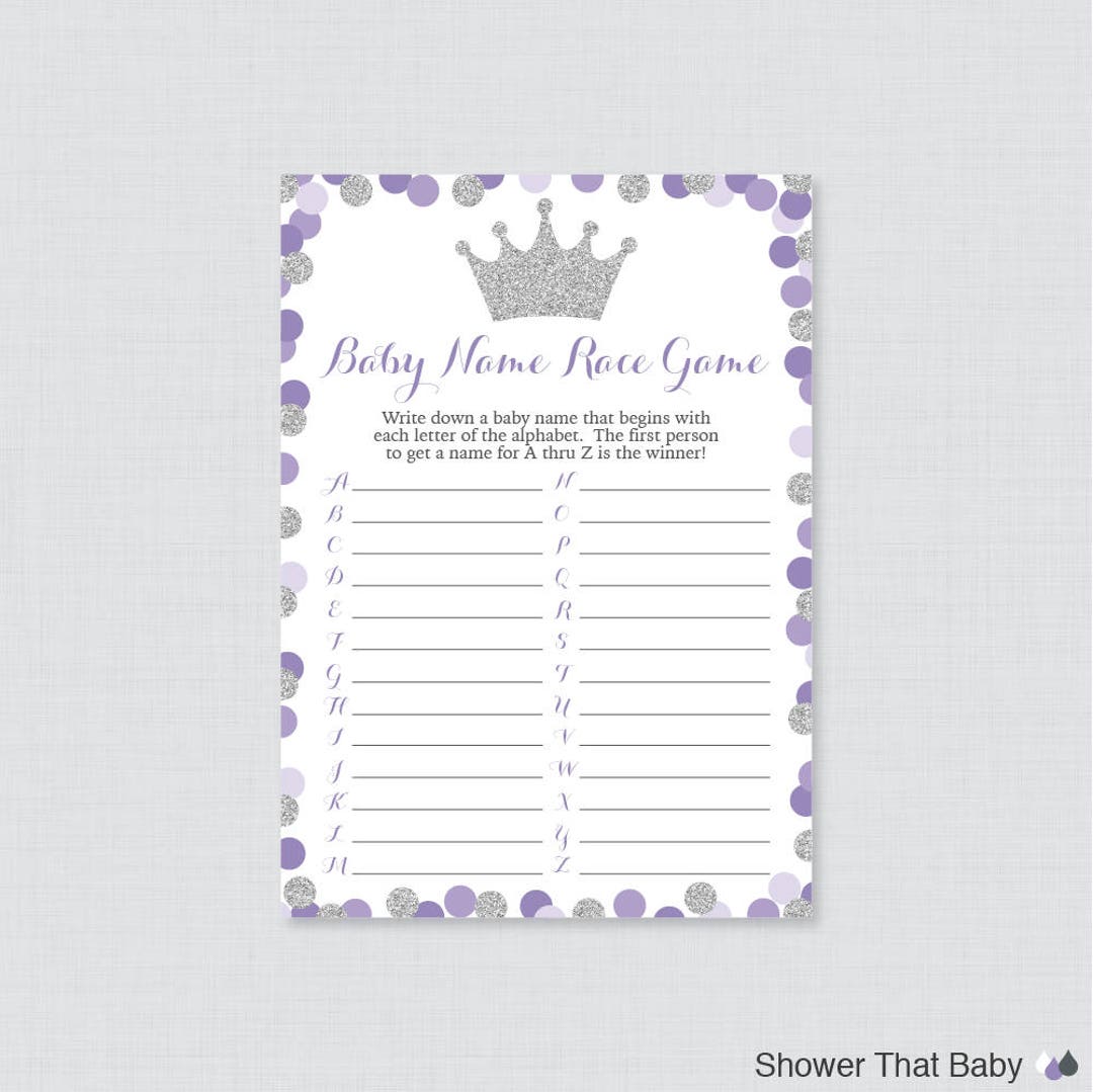 Princess Baby Shower Baby Name Race Game Printable Download A to Z Baby ...