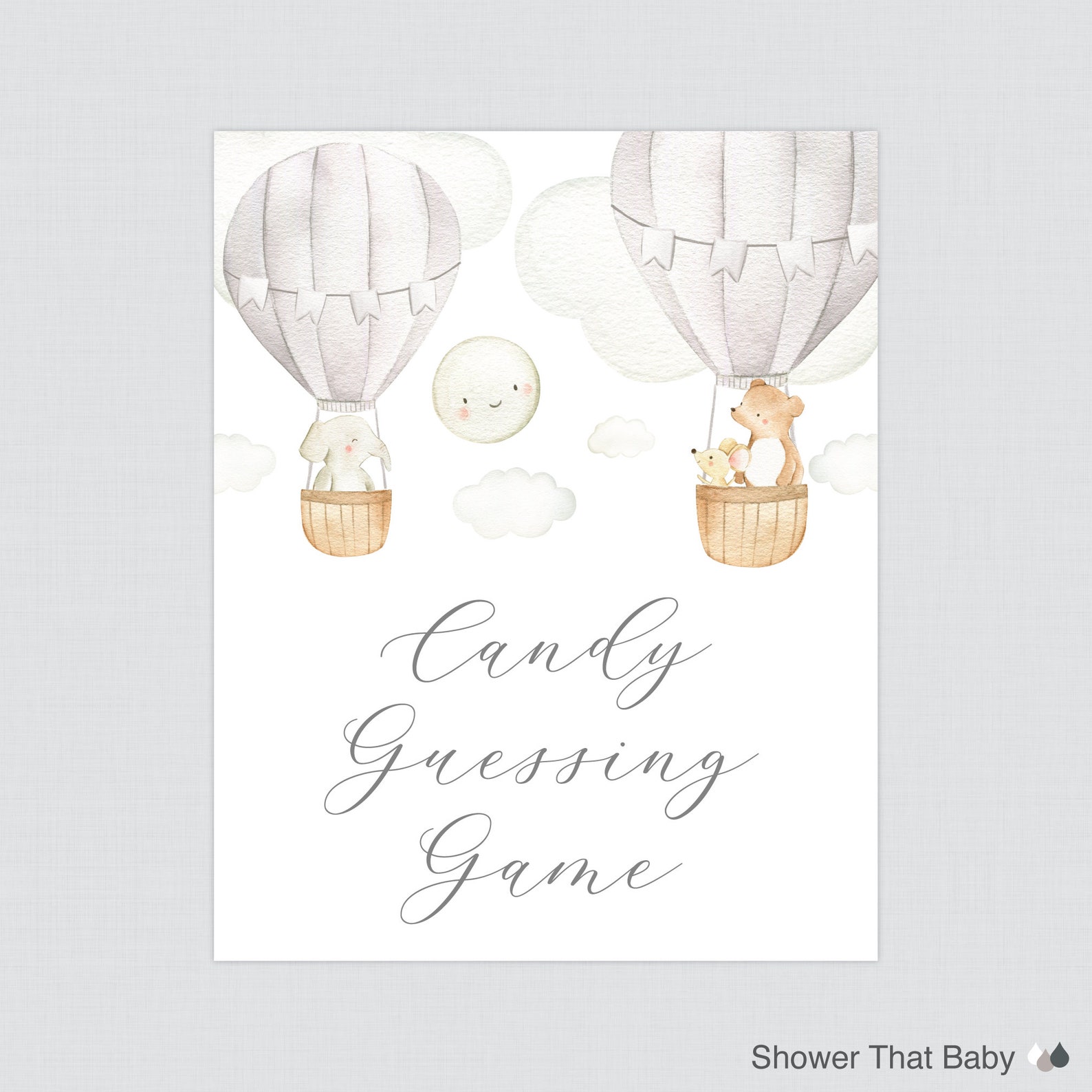 Gray Hot Air Balloon Candy Guessing Game Printable up and - Etsy