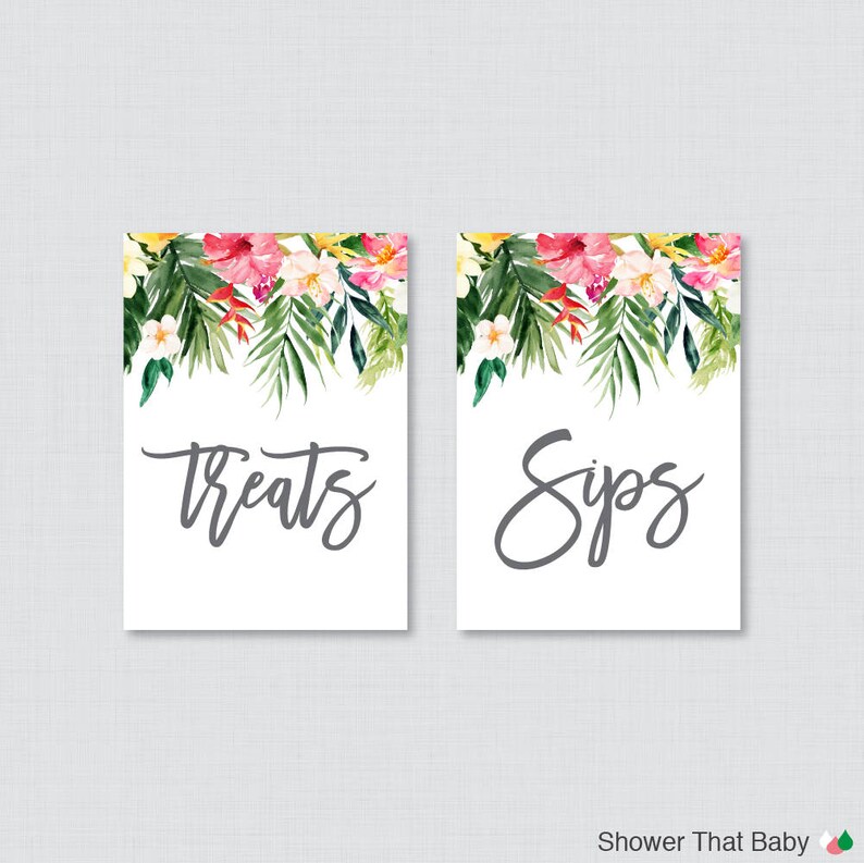 Printable Tropical Baby Shower Table Signs SIX Signs | Etsy