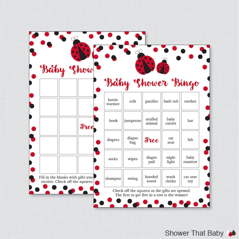 Ladybug Baby Shower Games Package - Seven Printable Games: Bingo, Price ...