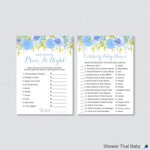 Blue Floral Baby Shower Games Package - Seven Printable Games: Bingo ...