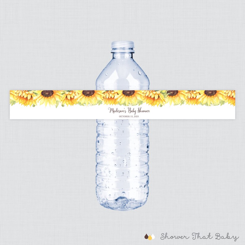Printed OR Printable Sunflower Water Bottle Labels Sunflower - Etsy
