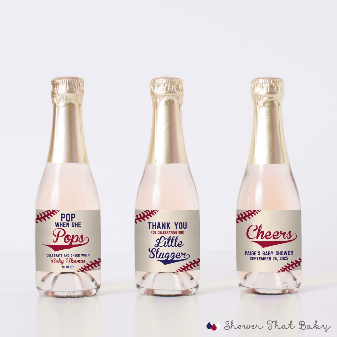 PRINTED Baseball Mini Champagne Labels Custom Wording - Vintage ...