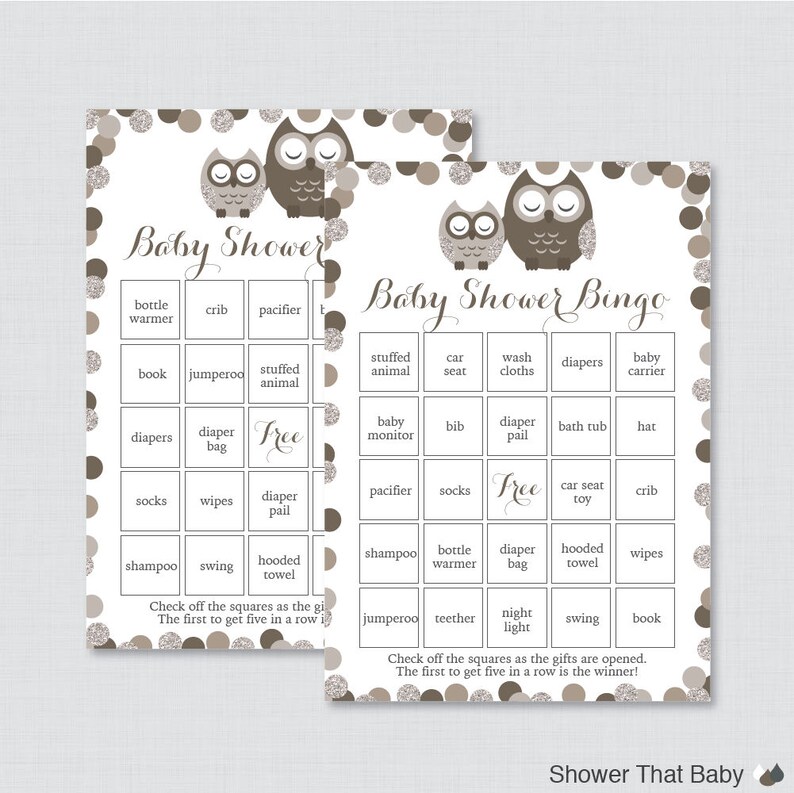 Brown Owl Baby Shower Bingo Cards Printable Blank Bingo - Etsy