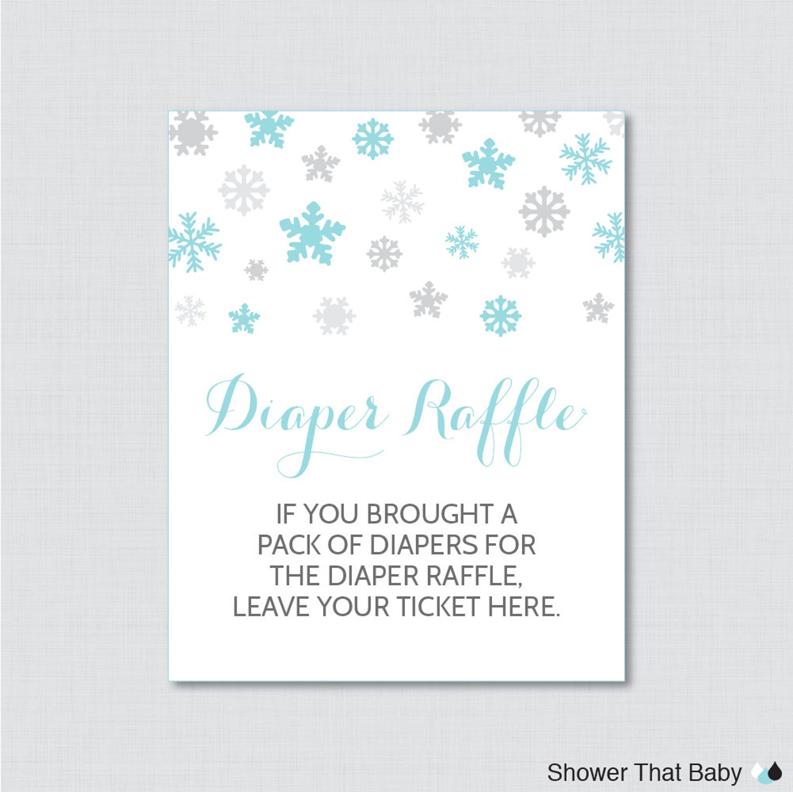 Winter Baby Shower Diaper Raffle Ticket Cards and Diaper | Etsy