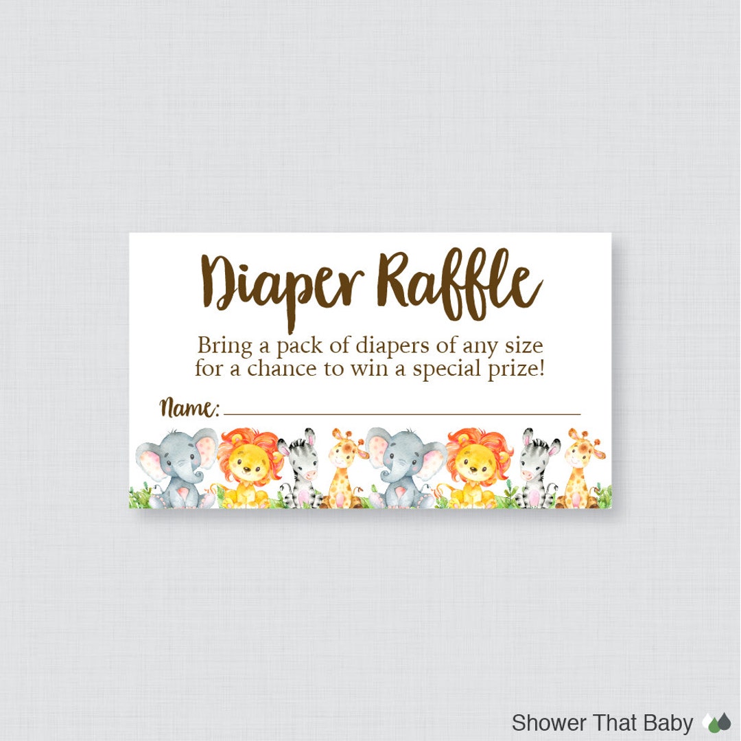 Safari Baby Shower Diaper Raffle Tickets and Diaper Raffle Sign ...