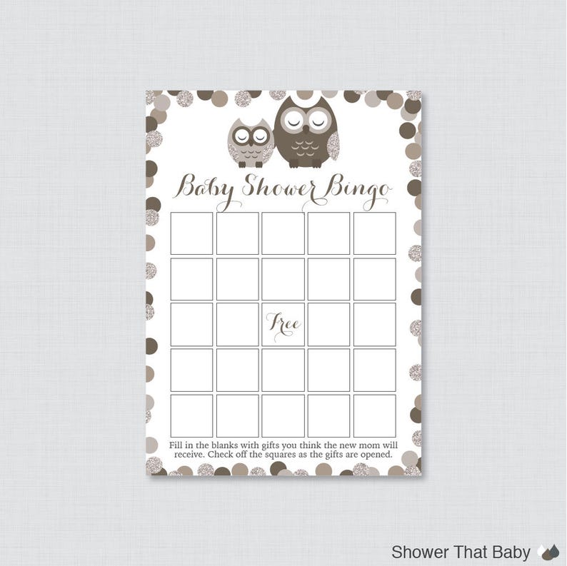 Brown Owl Baby Shower Bingo Cards Printable Blank Bingo - Etsy