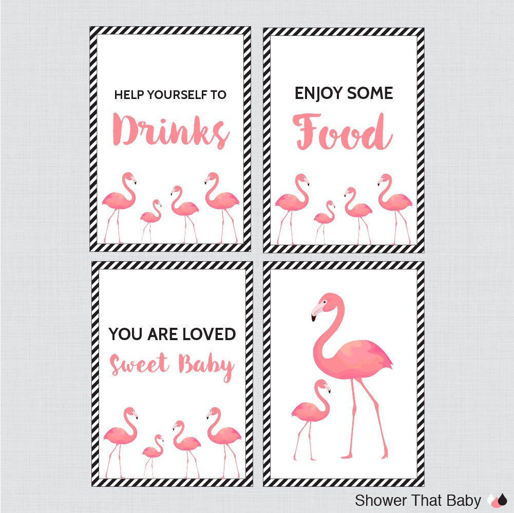Printable Flamingo Baby Shower Table Signs EIGHT Signs - Etsy Canada