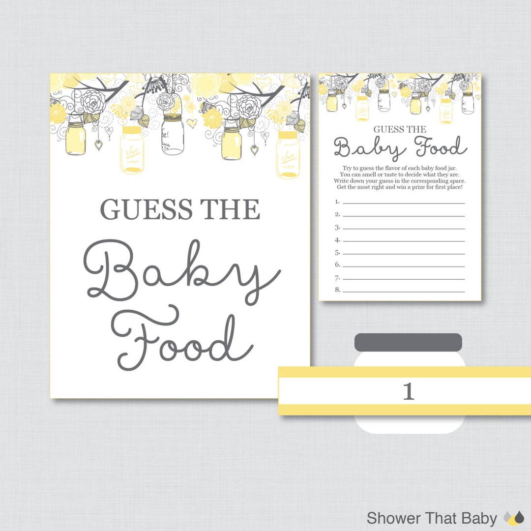 Guess the Baby Food Baby Shower Game Activity Printable Mason Jar Baby ...