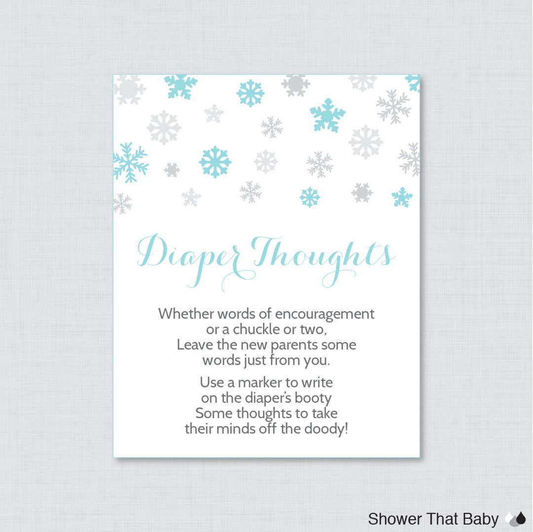 Winter Baby Shower Diaper Thoughts Game Baby Shower Printable Download ...