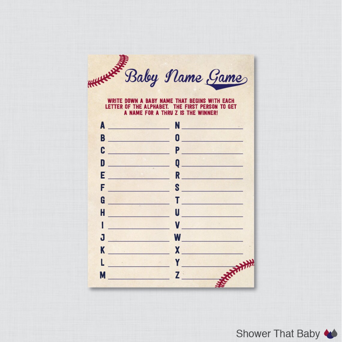 Baseball Baby Shower Baby Name Game Baby Name Race Game - Etsy