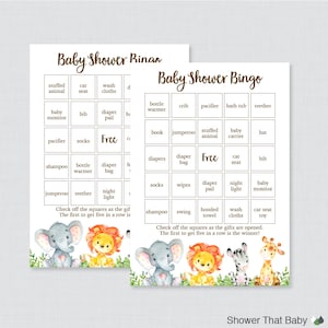 Safari Baby Shower Bingo Cards - Printable Blank Bingo Cards AND ...