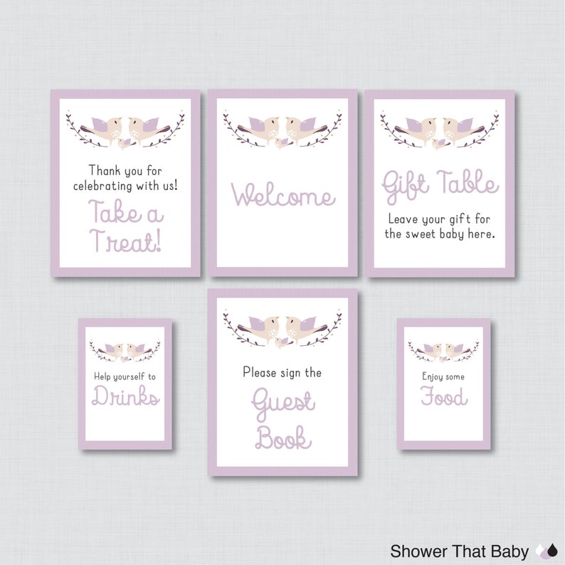 Printable Bird Baby Shower Table Signs - SIX Signs! Welcome Sign ...