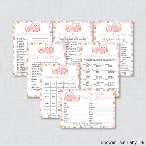 Owl Baby Shower Games Printable