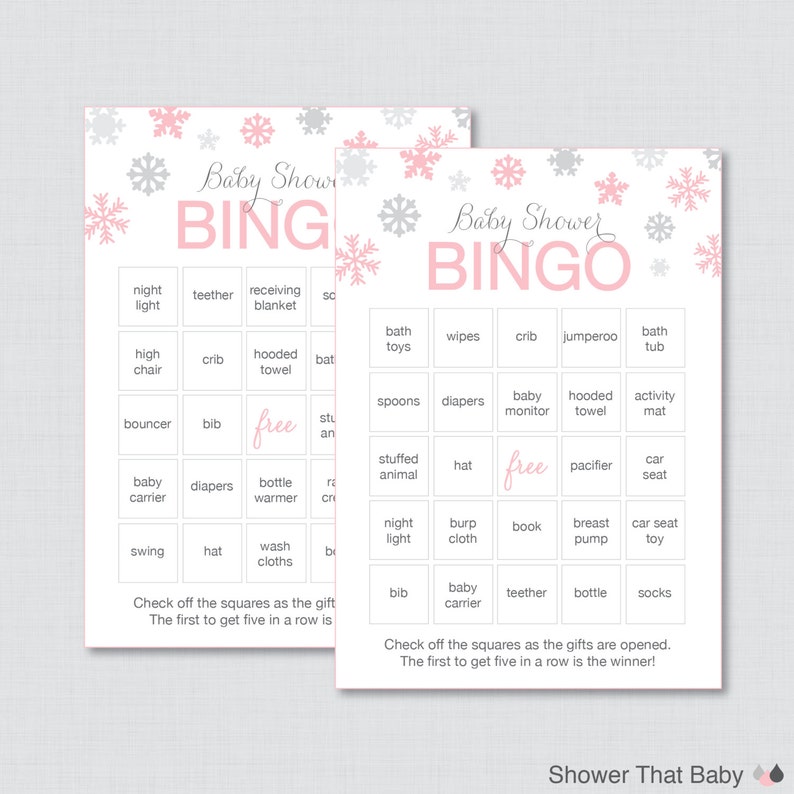 Winter Baby Shower Bingo Cards Printable Prefilled Bingo - Etsy