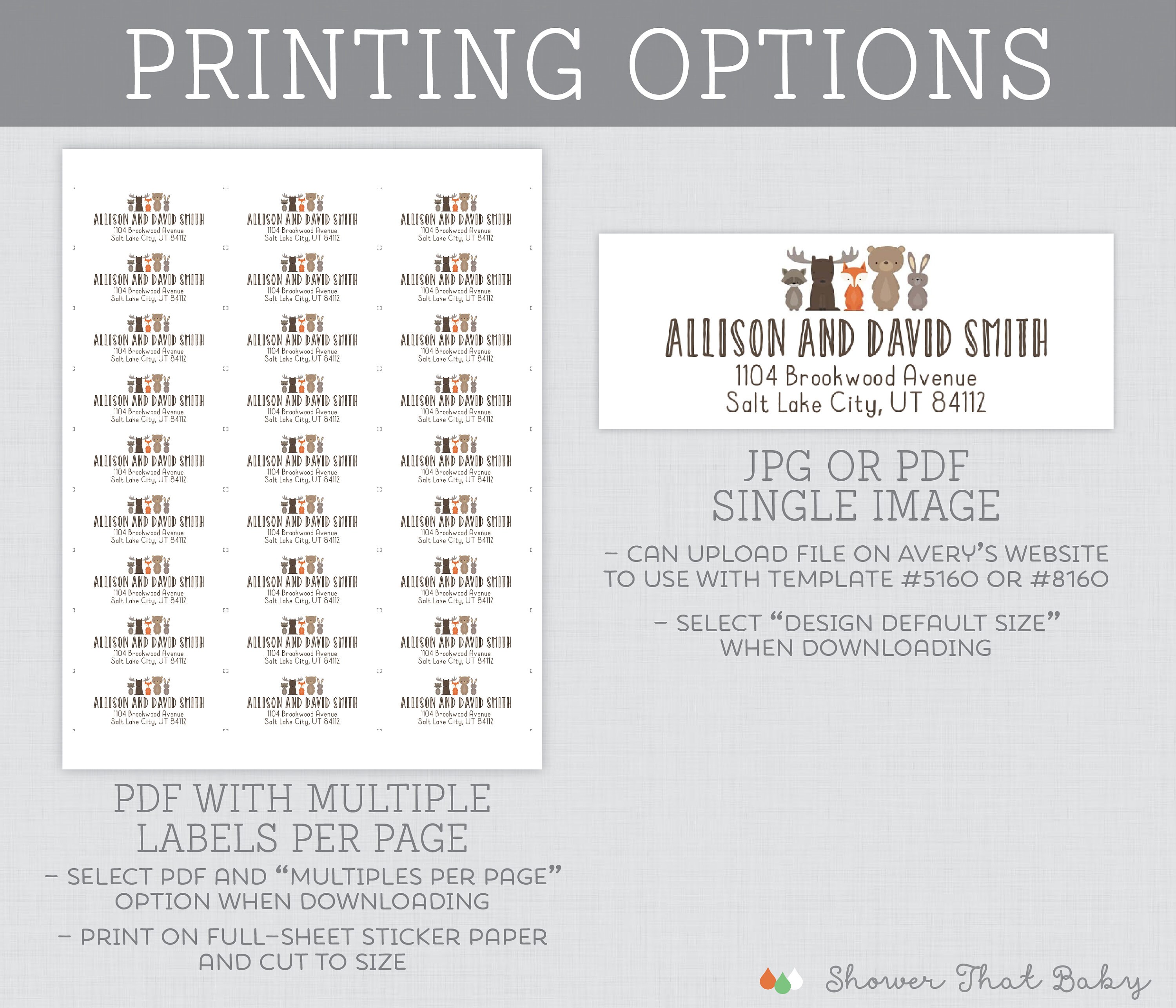 EDITABLE Woodland Return Address Labels Woodland Baby Shower - Etsy