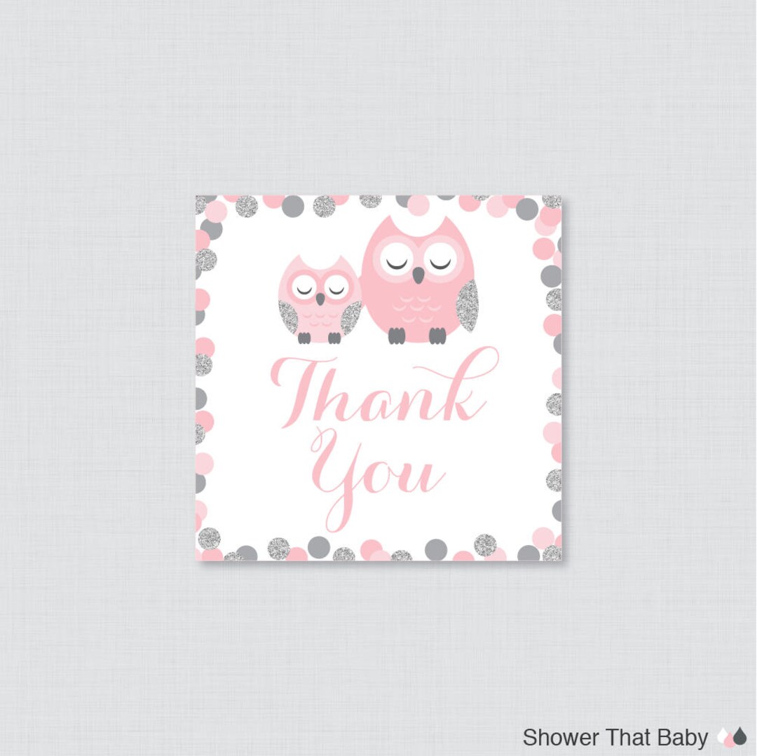 Printable Owl Baby Shower Favor Tags Pink and Gold Glitter - Etsy