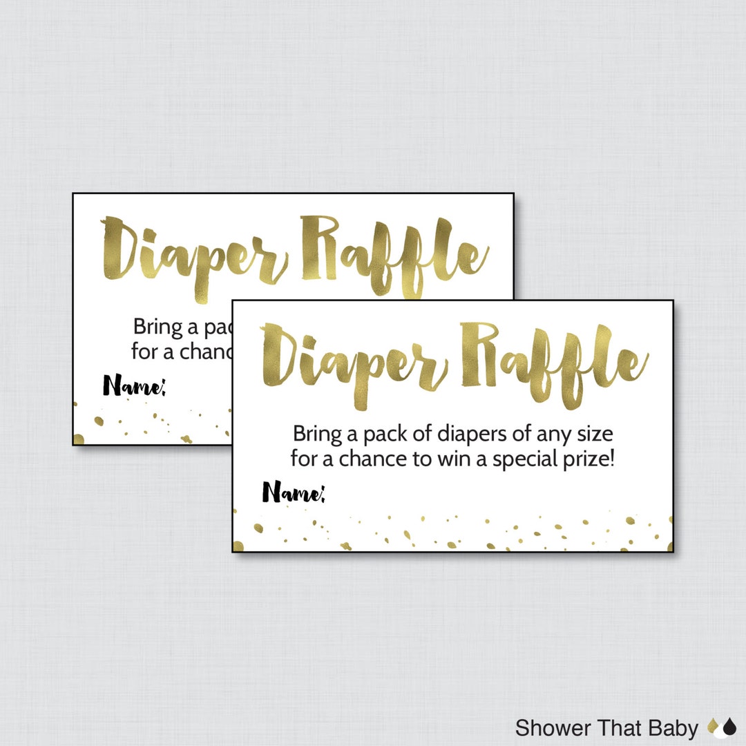 White and Gold Baby Shower Diaper Raffle Tickets and Diaper - Etsy
