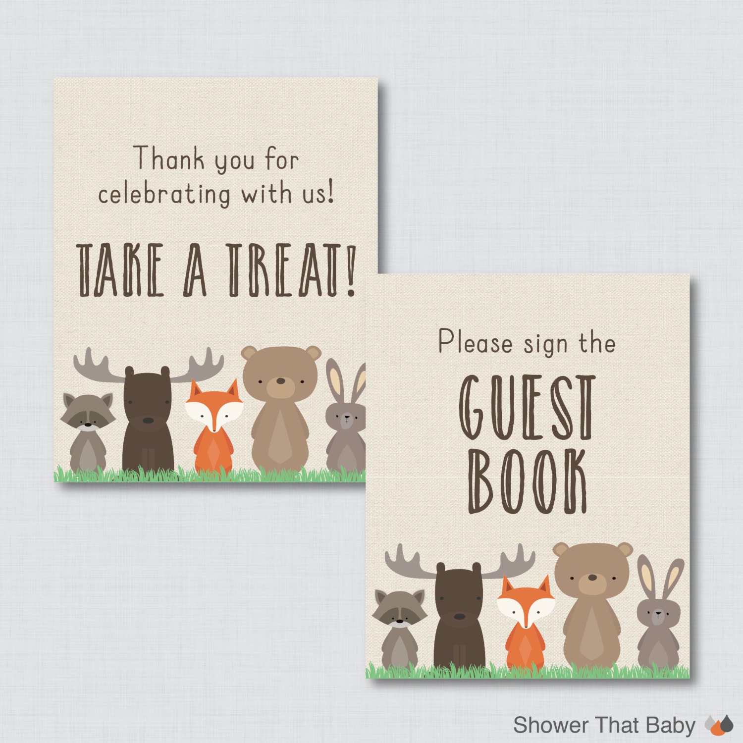 Printable Woodland Baby Shower Table Signs SIX Signs - Etsy