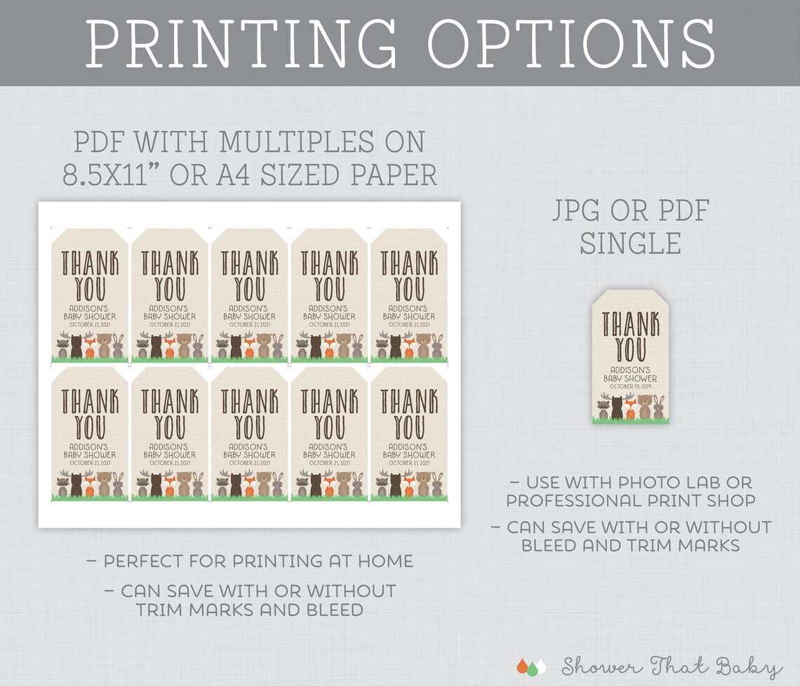 EDITABLE Baby Shower Gift Tags Woodland Baby Shower Gift | Etsy