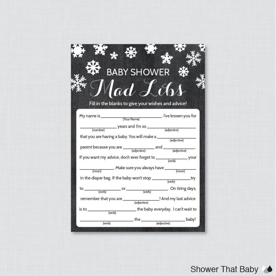 Winter Wonderland Baby Shower Mad Libs Printable Baby Shower - Etsy